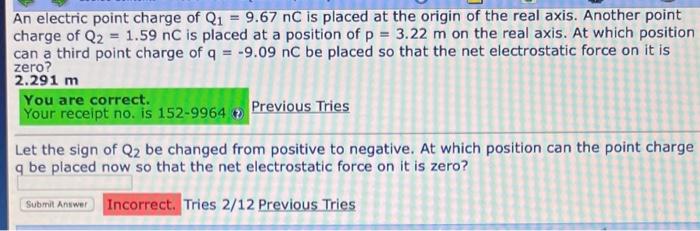 Solved An electric point charge of Q1=9.67nC is placed at | Chegg.com
