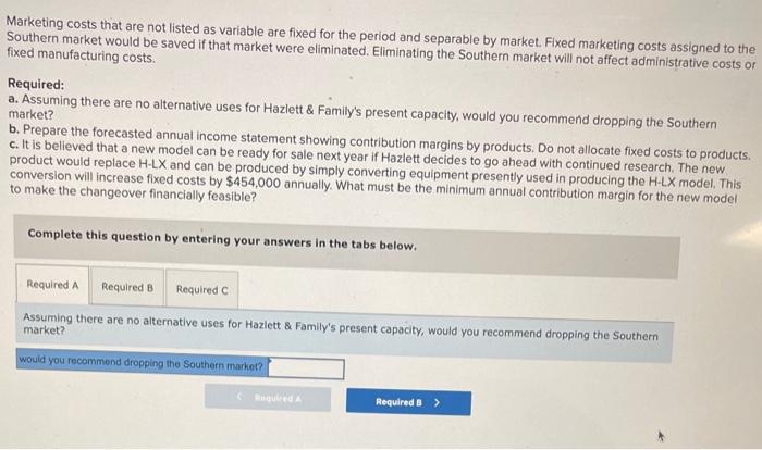 Solved Hazlett \& Family is organized into two geographic | Chegg.com