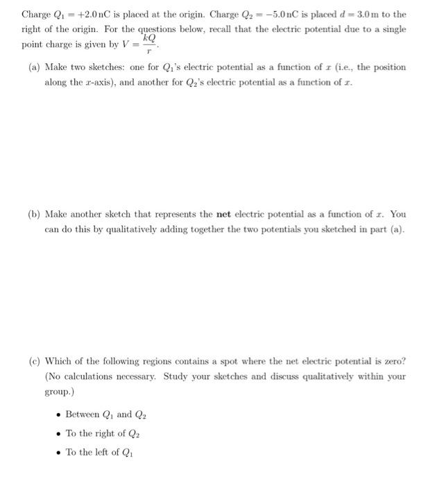 Solved Charge Q1=+2.0nC is placed at the origin. Charge | Chegg.com