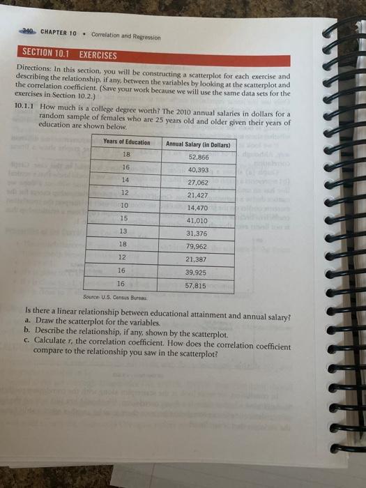 Solved 240 CHAPTER 10 • Correlation and Regression SECTION | Chegg.com