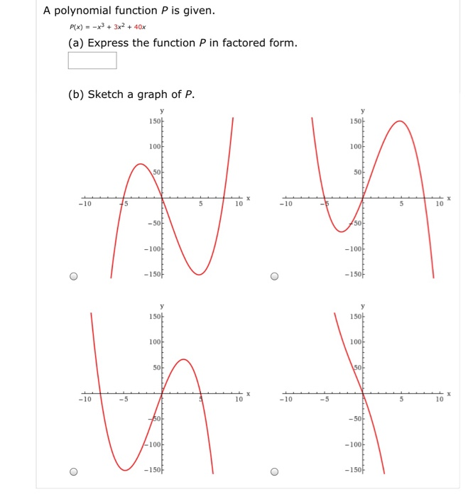 Solved A polynomial function P is given. P(x) = -x + 3x2 + | Chegg.com