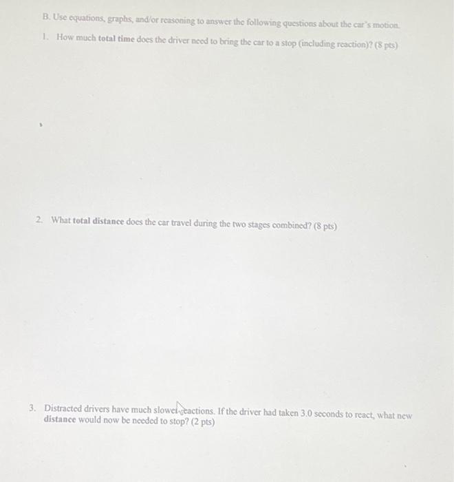 Problem 1: On a straight section of road, a car moves | Chegg.com