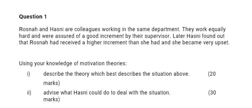 Solved Question 1 Rosnah and Hasni are colleagues working in | Chegg.com