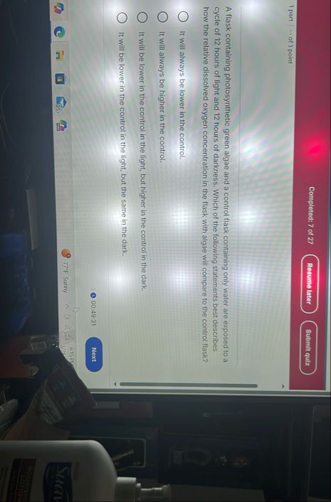 Solved Completed: 7 ﻿of 27 1 ﻿part.- ﻿of 1 ﻿pointA flask | Chegg.com