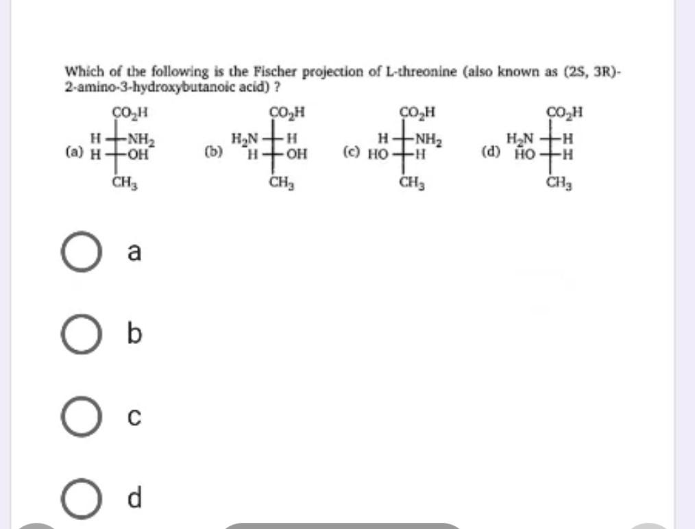 Solved Which of the following is the Fischer projection of | Chegg.com