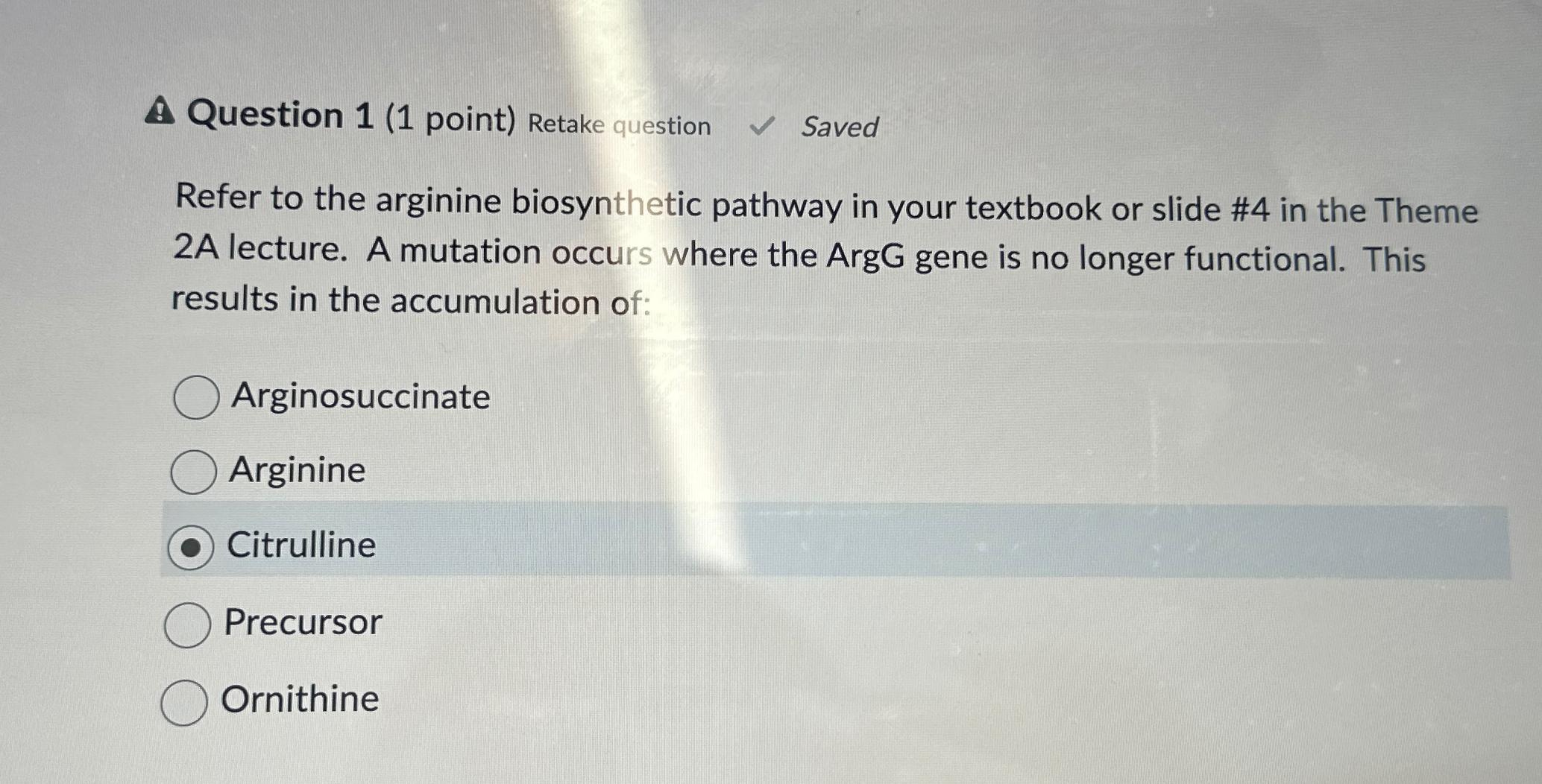 Solved A Question 1 (1 ﻿point) ﻿Retake question ﻿SavedRefer | Chegg.com