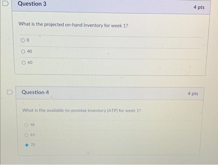 Solved List of formulas: Projected on-hand inventory at the | Chegg.com