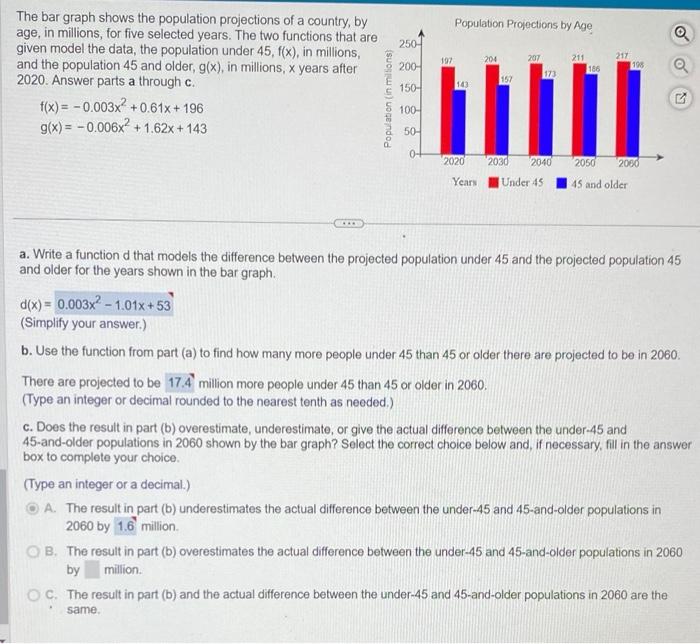 Solved The bar graph shows the population projections of a | Chegg.com