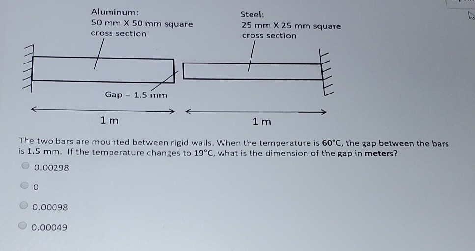 Solved Aluminum: 50 mm X 50 mm square cross section Steel: | Chegg.com