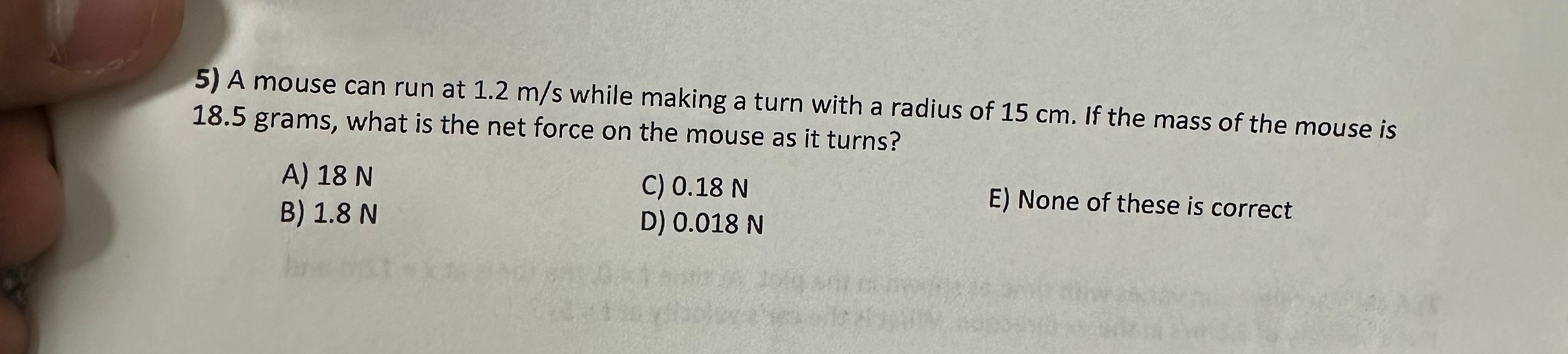 Solved A mouse can run at 1.2ms ﻿while making a turn with a | Chegg.com
