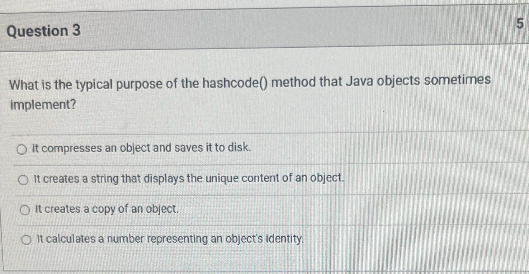 Solved Question 3What is the typical purpose of the | Chegg.com