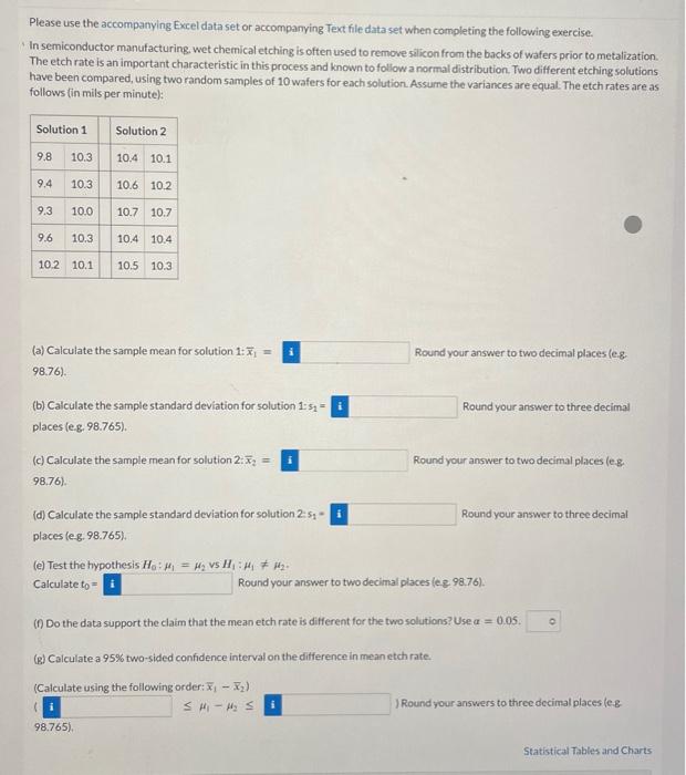 Solved Please use the accompanying Excel data set or | Chegg.com