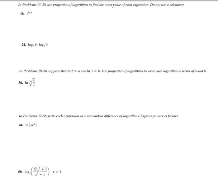 Solved 24. log38⋅log69 In Problems 29-36, suppose that ln2= | Chegg.com