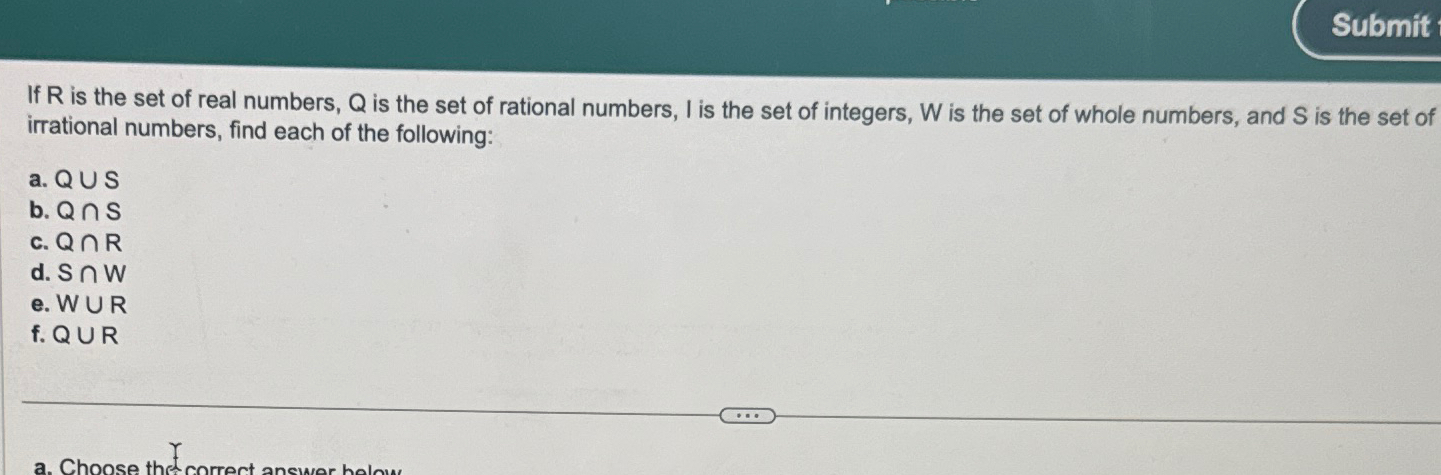 Solved If R ﻿is the set of real numbers, Q ﻿is the set of | Chegg.com