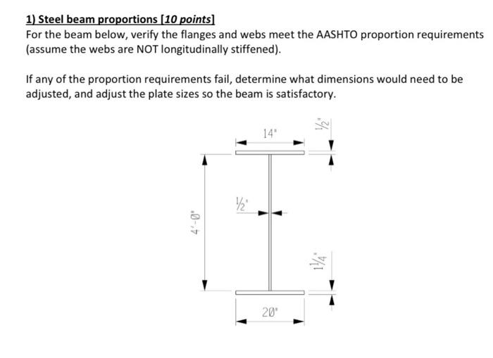 Solved 1) Steel beam proportions (10 points) For the beam | Chegg.com