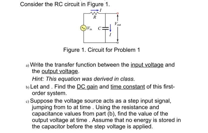 Solved Consider the RC circuit in Figure 1. Figure 1. | Chegg.com