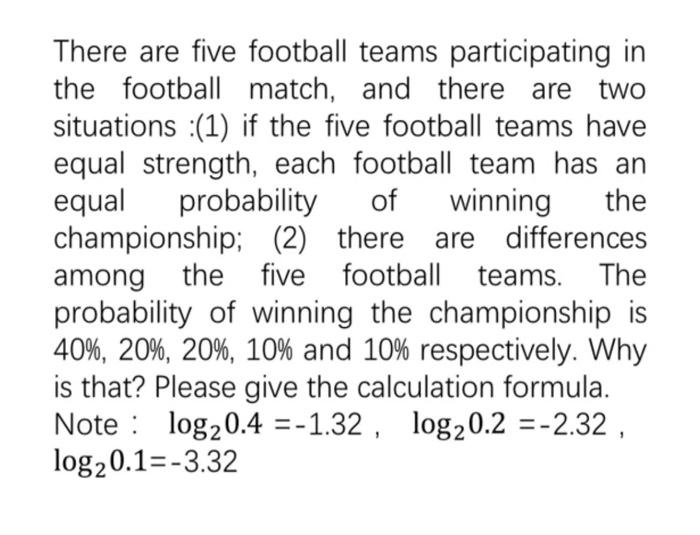 Solved There are five football teams participating in the | Chegg.com