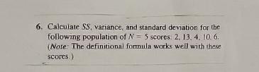 Solved Calculate SS, ﻿variance, and standard deviation for | Chegg.com