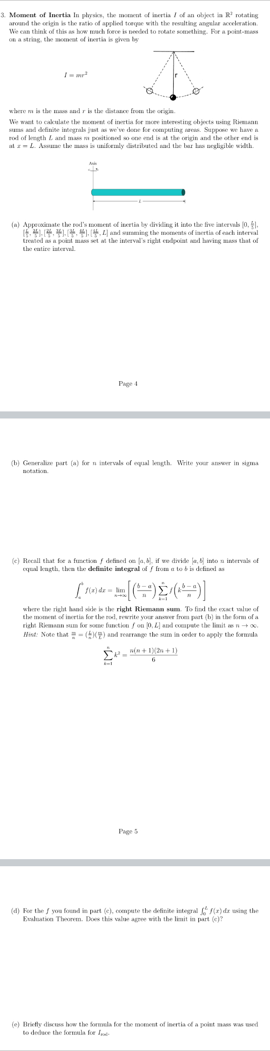 Solved Moment of Inertia In physics, the moment of inertia I | Chegg.com