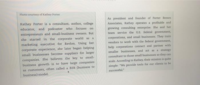 Solved Photo courtesy of Kathey Porter a Kathey Porter is a | Chegg.com