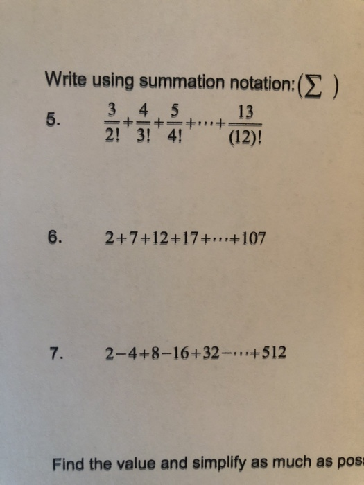 Solved ). Write using summation notation:( 3 4 5 13 2! 3! 4! | Chegg.com