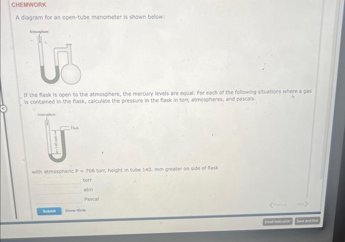 Solved A diagram for an open-tube manometer is shown below: | Chegg.com