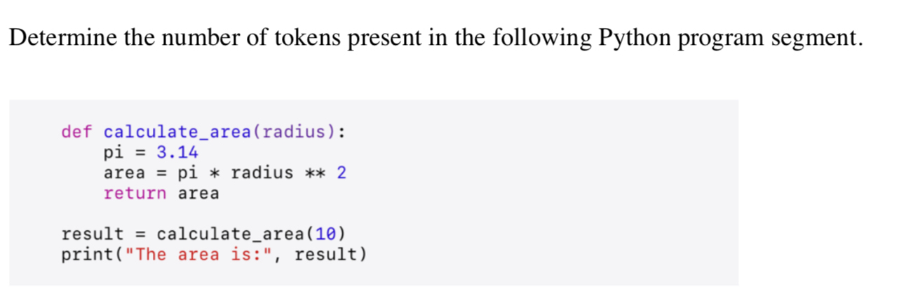 Determine the number of tokens present in the | Chegg.com