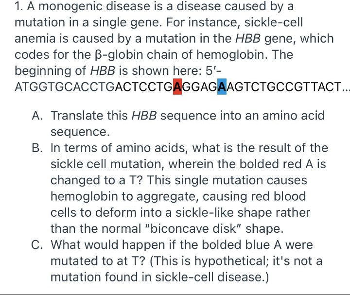 Solved 1 A Monogenic Disease Is A Disease Caused By A 5620