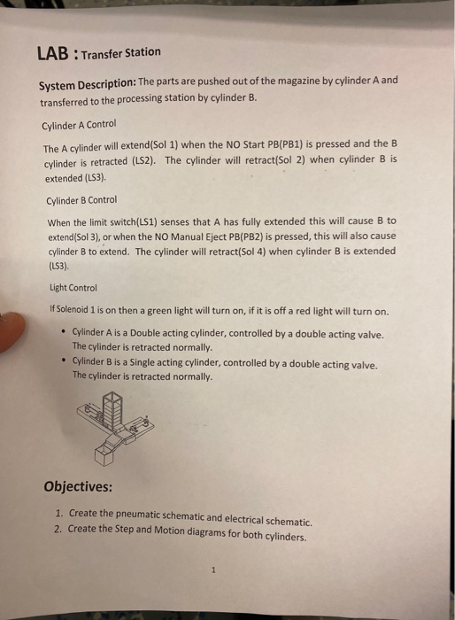 LAB : Transfer Station System Description: The parts | Chegg.com