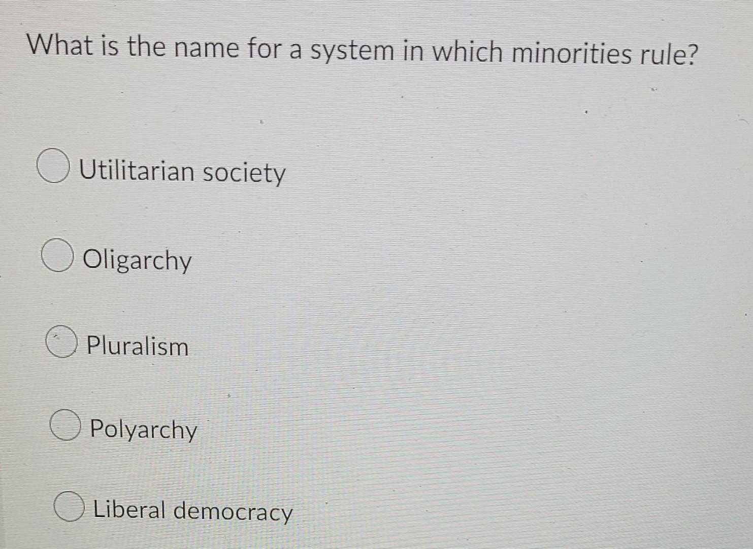 What is the name for a system in which minorities | Chegg.com