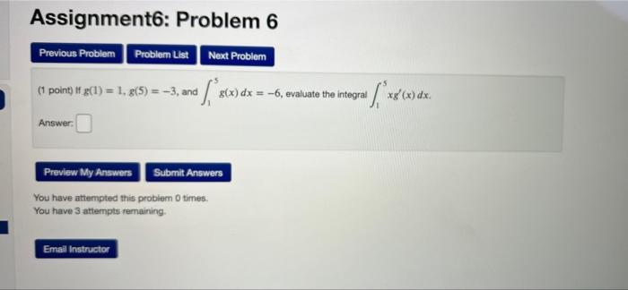 Solved Assignment6: Problem 6 Previous Problem Problem List | Chegg.com
