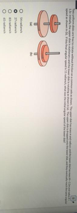 Solved Two uniform disks are free to rotate without friction | Chegg.com