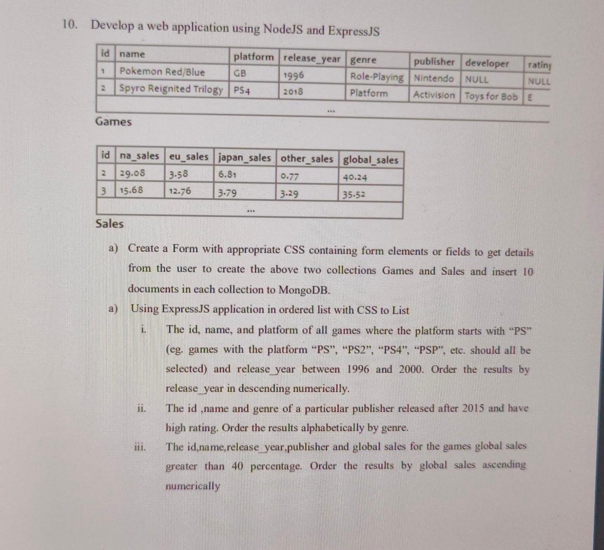 Solved 0. Develop a web application using NodeJS and | Chegg.com