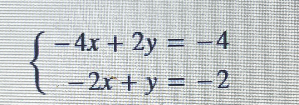 Solved -4x+2y=-4-2x+y=-2 ﻿Solve the system of linear | Chegg.com