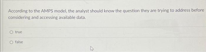 Solved According to the AMPS model, the analyst should know | Chegg.com