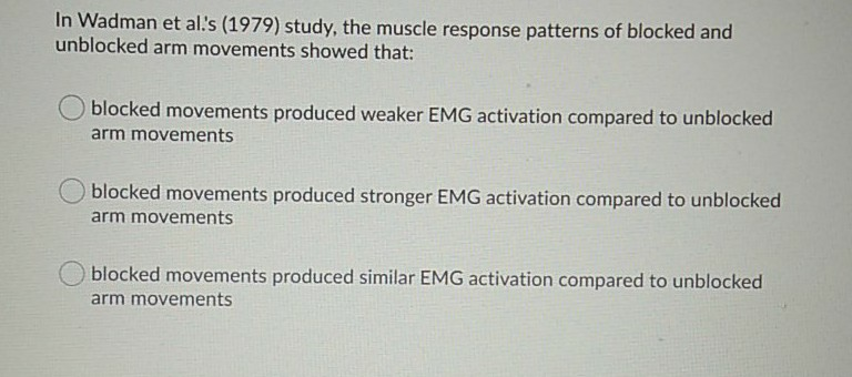 Solved In Wadman et al.'s (1979) study, the muscle response | Chegg.com