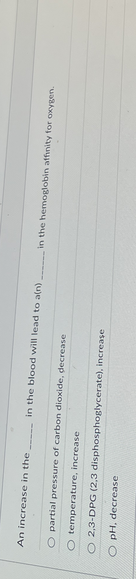 Solved An increase in the q, ﻿in the blood will lead to | Chegg.com
