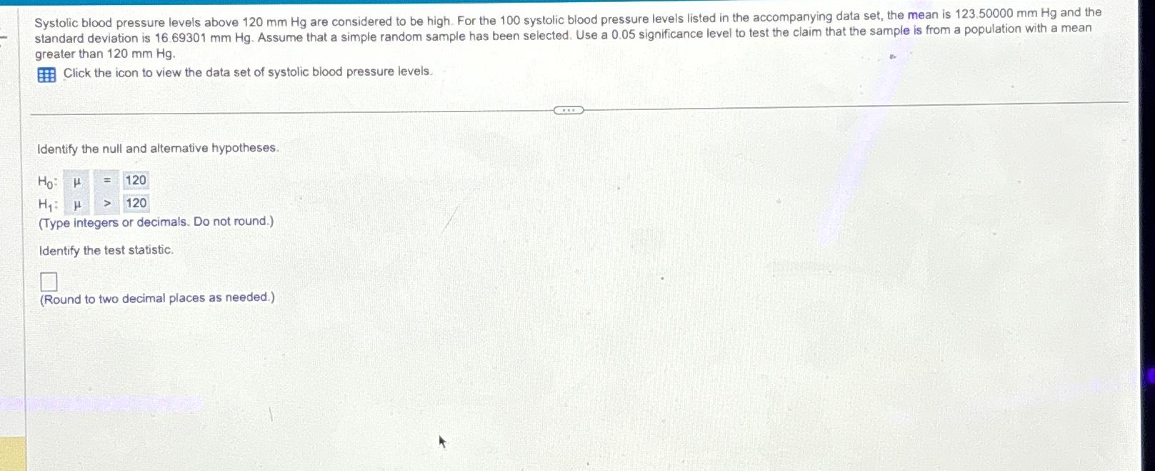 Solved greater than 120mmHg.Click the icon to view the data | Chegg.com