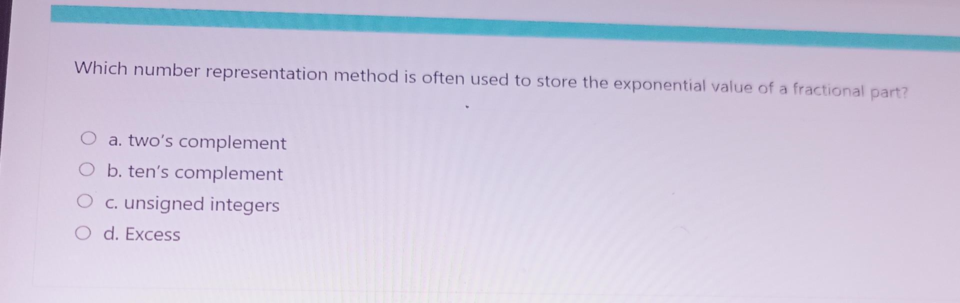 Solved Which number representation method is often used to | Chegg.com