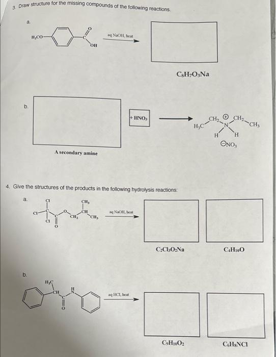 Solved 3. Draw structure for the missing compounds of the | Chegg.com