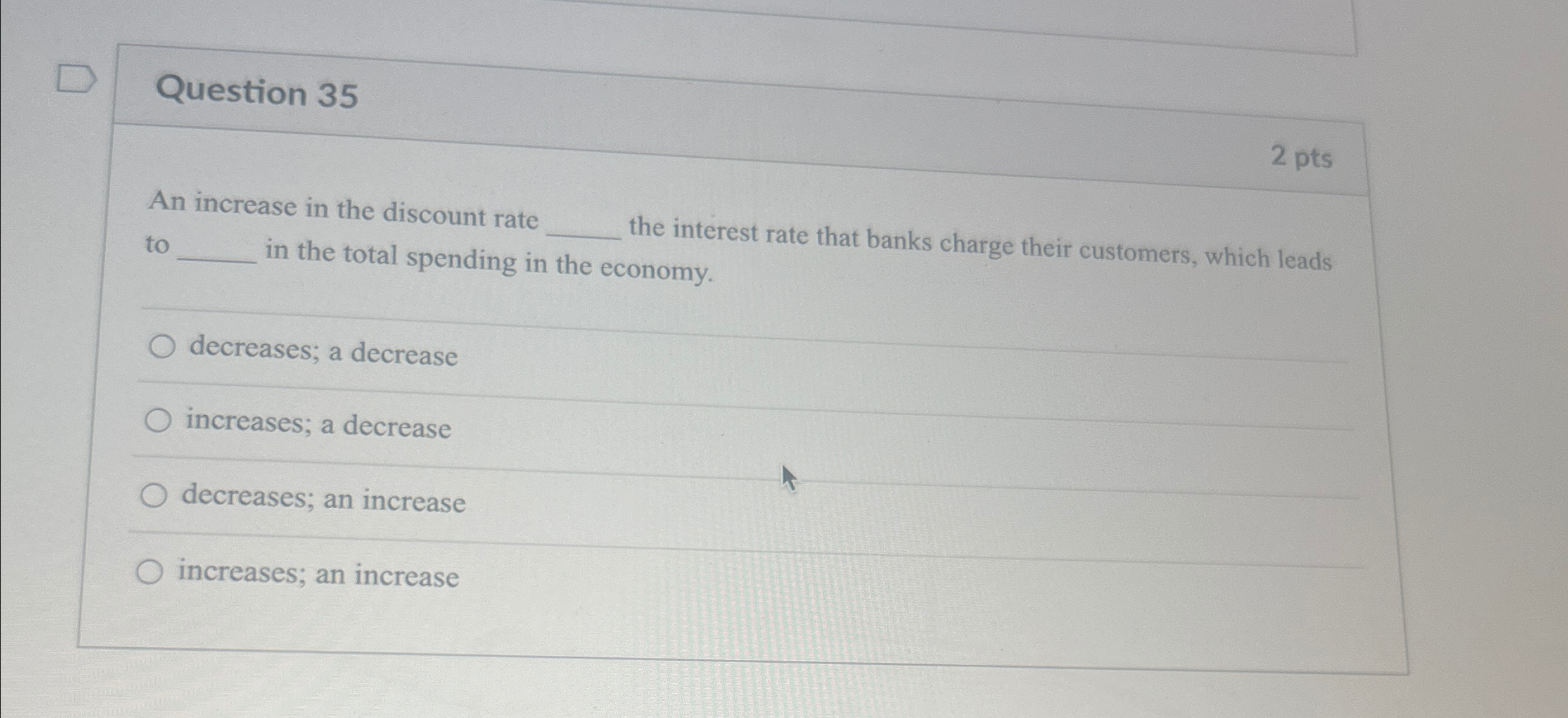 Solved Question 352 ﻿ptsAn increase in the discount rate | Chegg.com