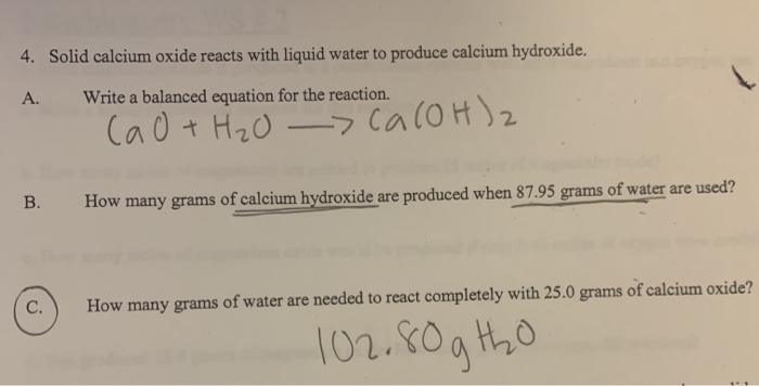 Balanced Chemical Equation For Calcium Oxide And Water - Tessshebaylo