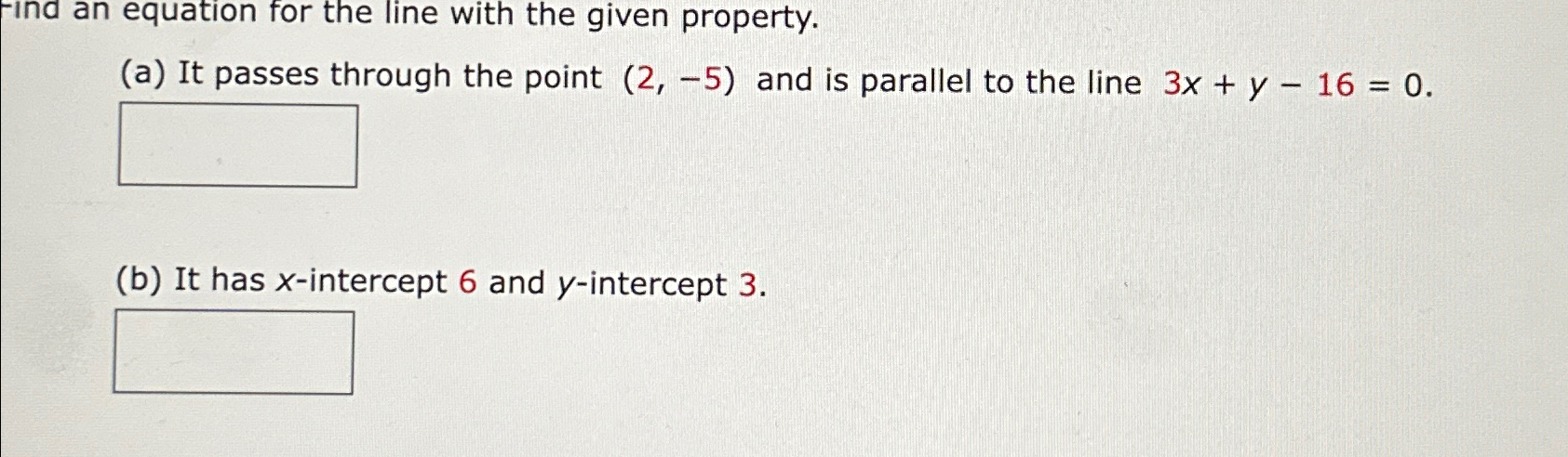Solved Find an equation for the line with the given | Chegg.com