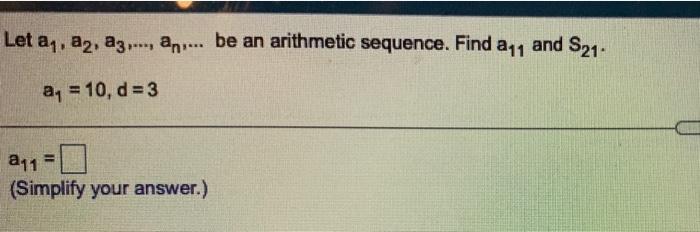 Solved Let ay, az, az, an... be an arithmetic sequence. Find | Chegg.com