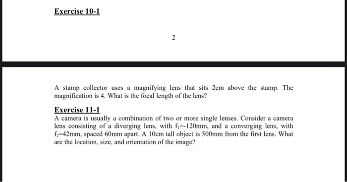 Solved Chapter 1: geometric optics Exercises Exercise 1-1 | Chegg.com