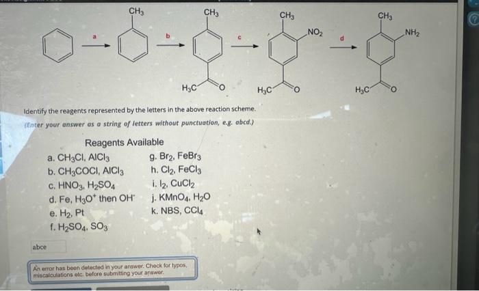 Solved a Identify the reagents represented by the letters | Chegg.com