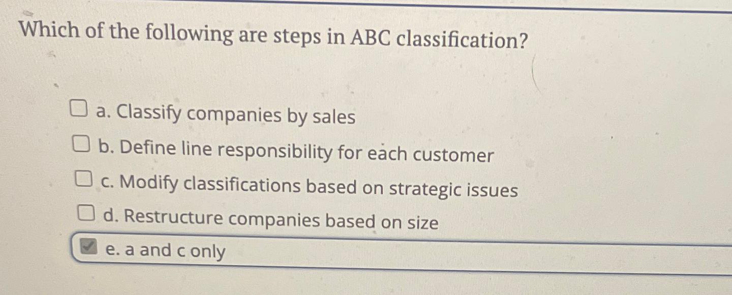 Solved Which of the following are steps in ABC | Chegg.com