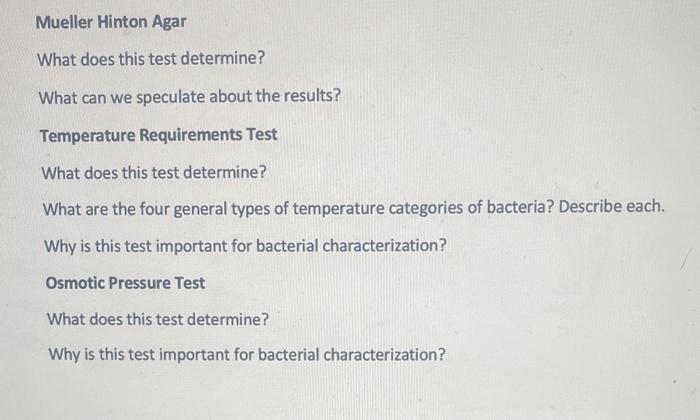 Solved Mueller Hinton Agar What does this test determine? | Chegg.com