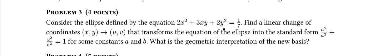 Solved Problem 3 (4 ﻿points)Consider the ellipse defined by | Chegg.com