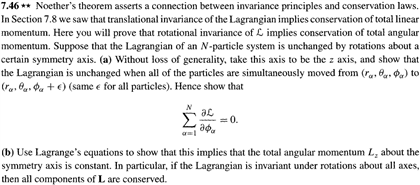 Noether's theorem asserts a connection between | Chegg.com